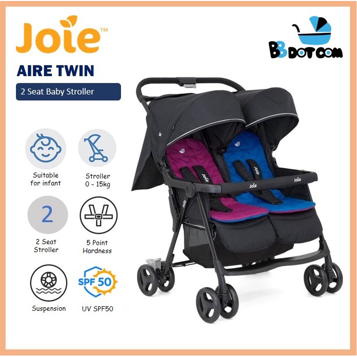 Joie Stroller Kembar Bayi Aire Twin Stroller Double Seat Newborn Infant ...
