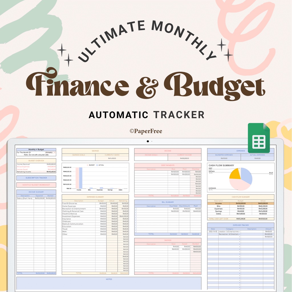 AUTOMATE Ultimate Monthly Finance & Budget / Digital Planner (Cloud ...