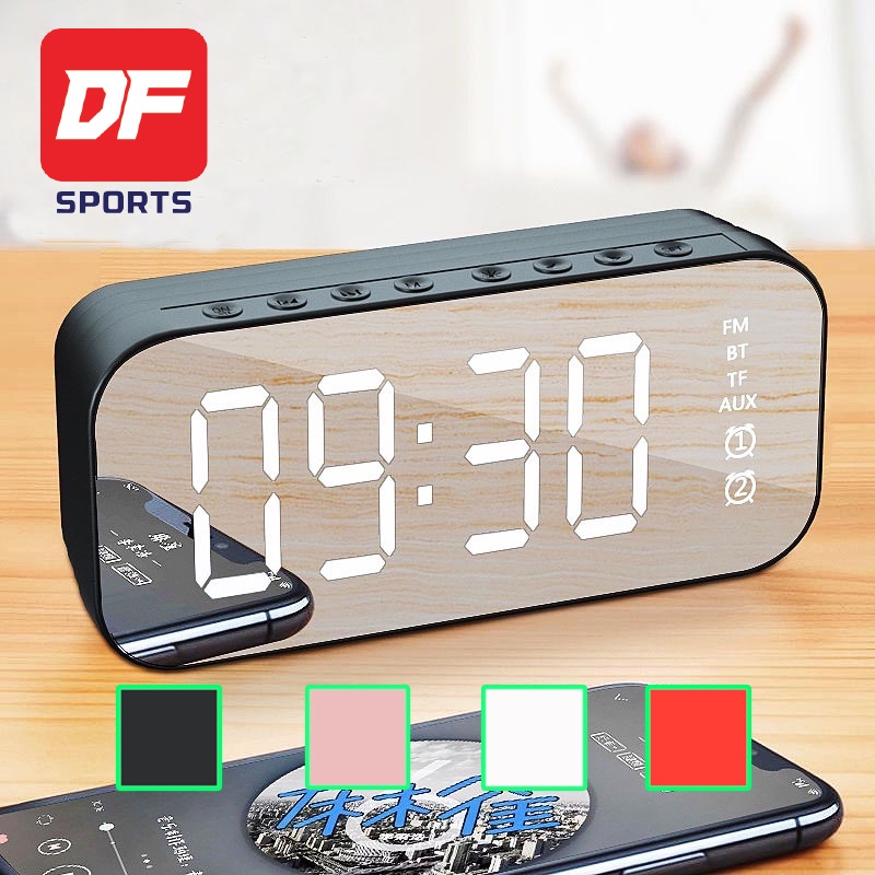 DF.os Digital Display LED Mirror Dual Alarm Wireless Bluetooth Speaker ...