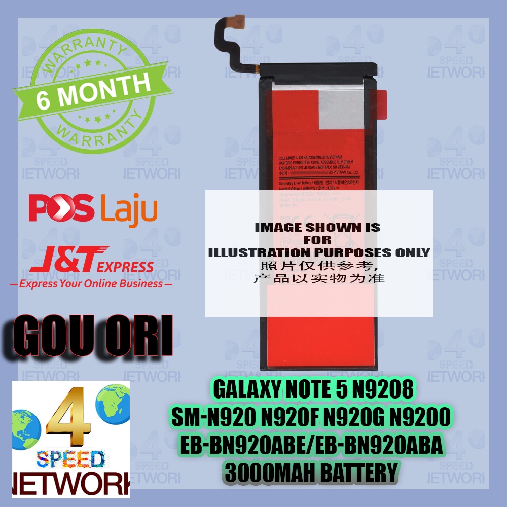 GOU.ORI Battery For SAMSUNG Note 5 SM-N9208 EB-BN920ABE BN920ABA ...