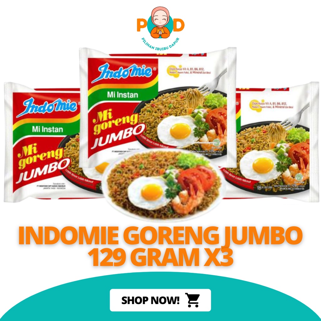 Indomie Jumbo Fried Instant Noodles 129 grams x 3 | Shopee Malaysia