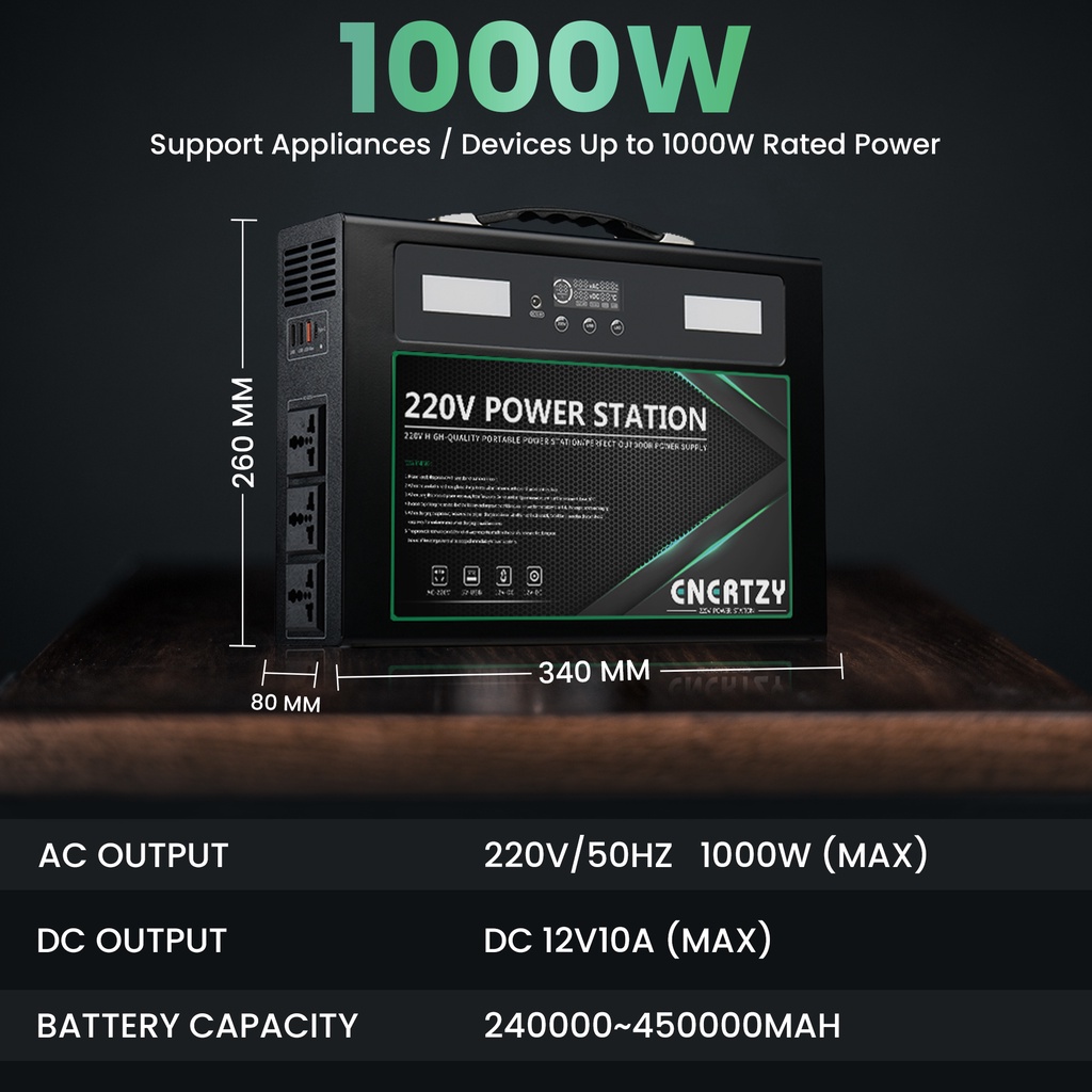 ENERTZY Portable Power Station 350W/650W/1000W AC 220V Output Emergency ...