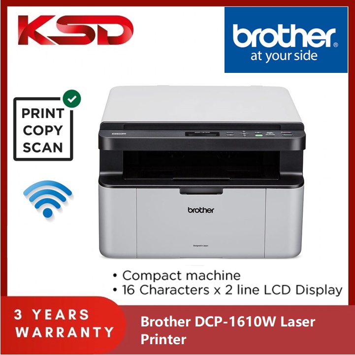 Brother DCP-1610W 3 in 1 Wireless Print Scan Copy Mono Laser Printer ...