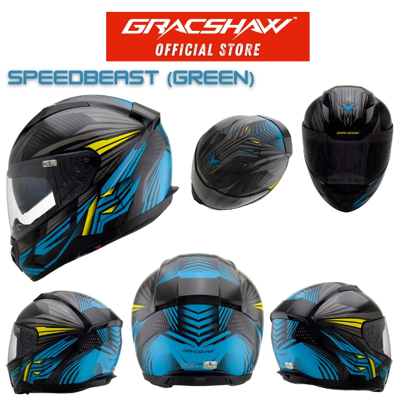 Gracshaw Full Face Helmet Grandio G9200 Build in Photochromic Visor ...