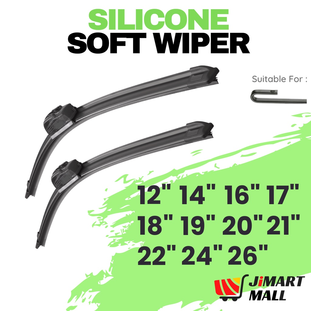 SILICONE SOFT WIPER BLADE FOR ALL CAR Windshield Proton Perodua Honda ...