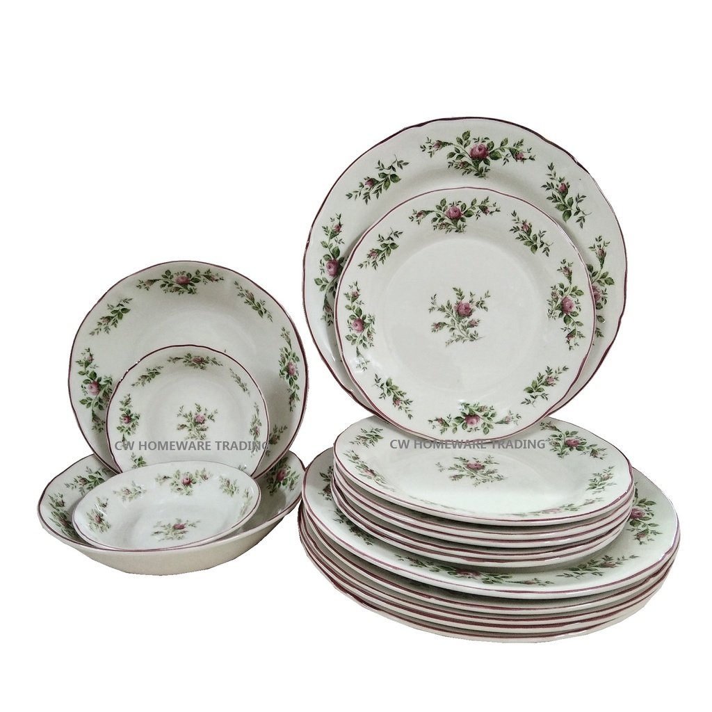 Claytan 206FS Moss Roses 12Pcs/16Pcs (4Pax / 6Pax) Set Pinggan Mangkuk ...