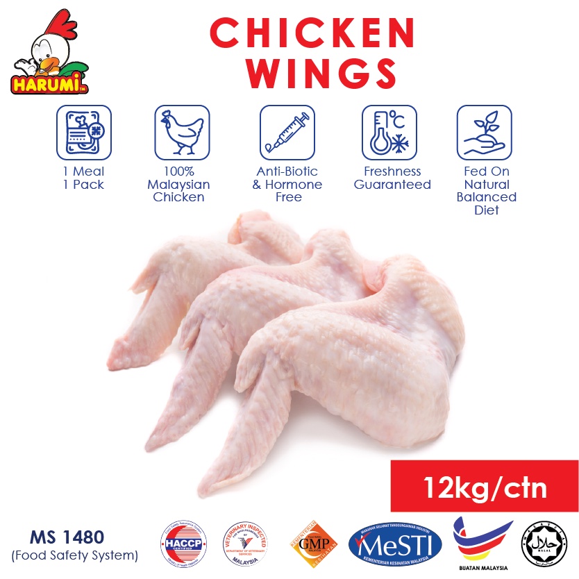Kepak Ayam/Chicken Wings/鸡翅 (12kg) HARUMi Fresh Frozen/Ayam Kepak Madu ...