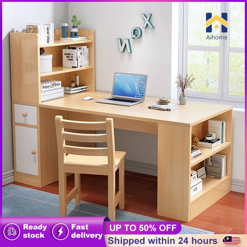 Computer Table Meja belajar Multifunction Study Table With Drawer Study ...