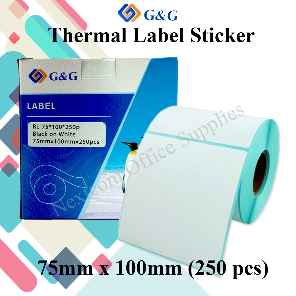 G&G Thermal Sticker Paper 75mm x 100mm 250pcs/roll | Shopee Malaysia