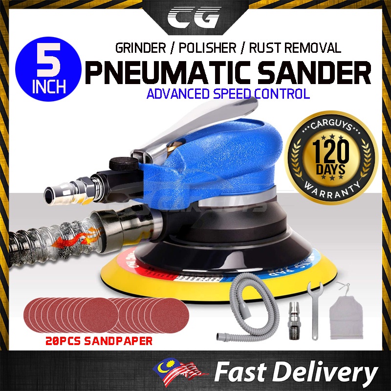 Carguys 5 Inch Air Sander Polish Machine Mesin Gosok Kereta Sand Paper ...