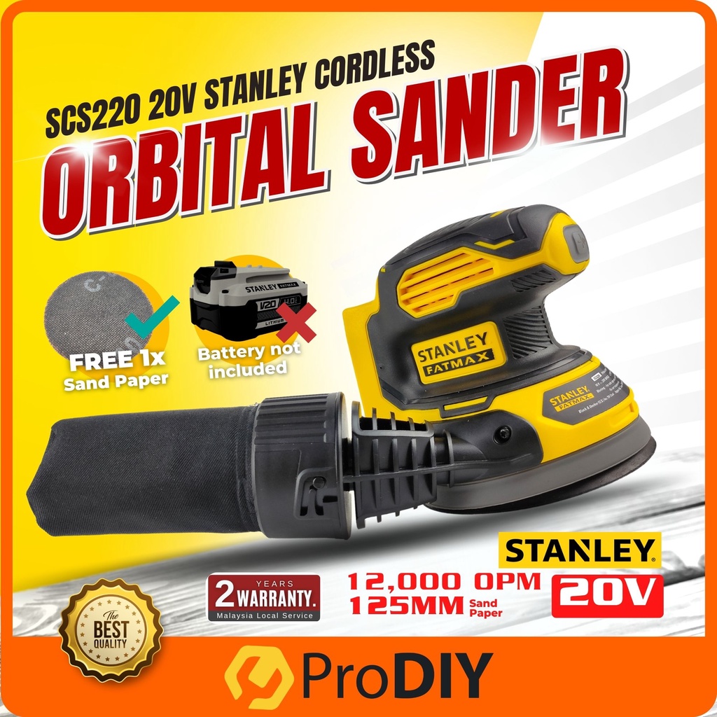 STANLEY SCS220 Cordless Orbital Sander 20V ( Bare Unit ) Sanding ...