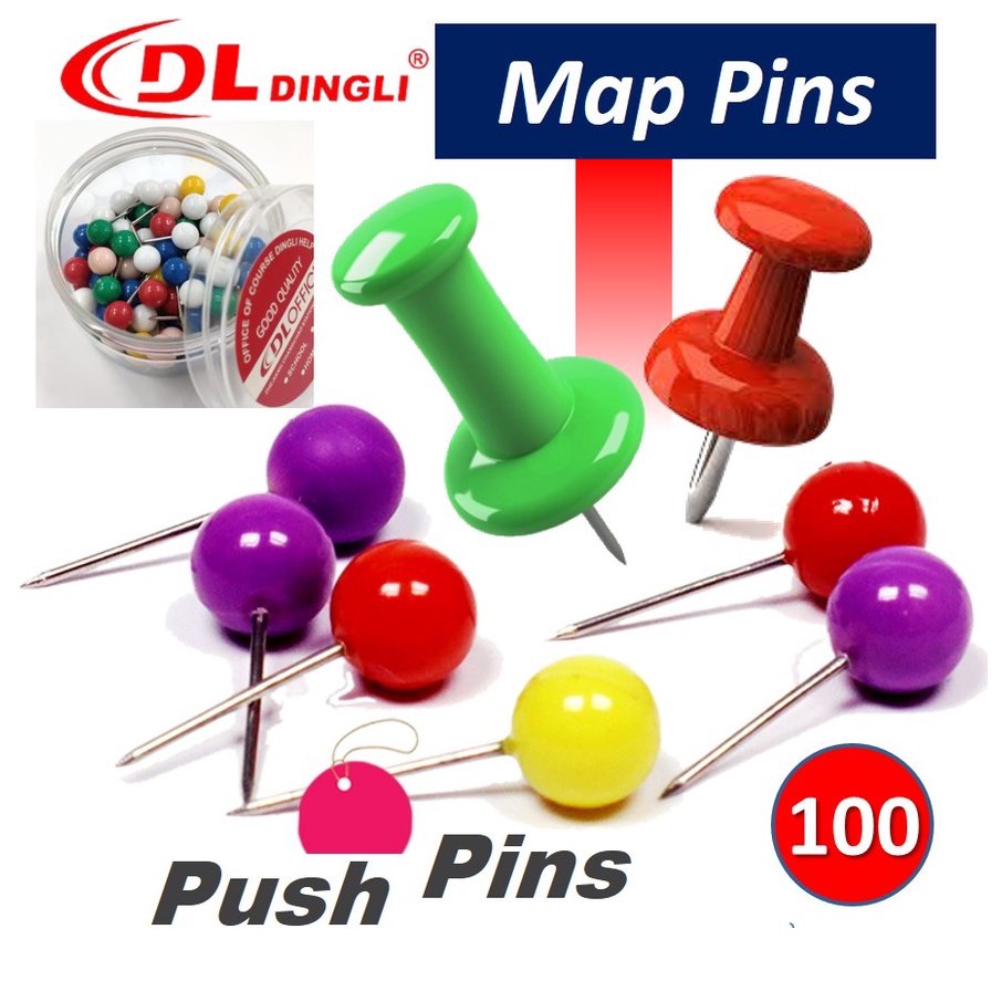 Dingli Office Map Pin Push Pins Colorful World Pin Marking Pins Thumb ...