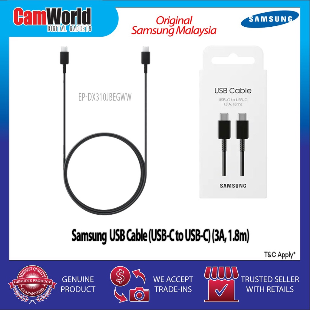 Samsung USB Cable ( USB-C TO USB-C ) ( 3A , 1.8M ) ( SAMSUNG MALAYSIA ...