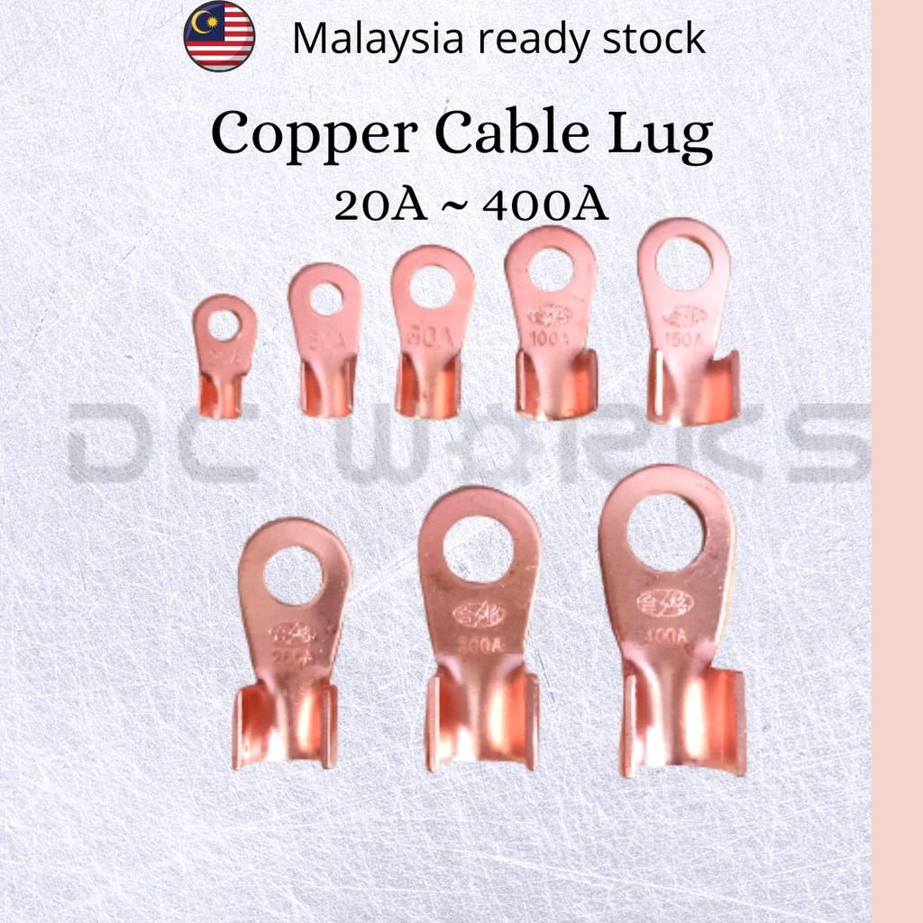 100% Pure copper OT cable lug 20a 50a 80a 100a 150a 200a 300a 400a ...