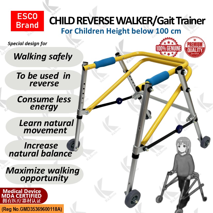 Esco Child Reverse Walker/Gait Trainer/Alat Latihan Berjalan Beroda utk kanak-kanak/儿童训练助行器 ...