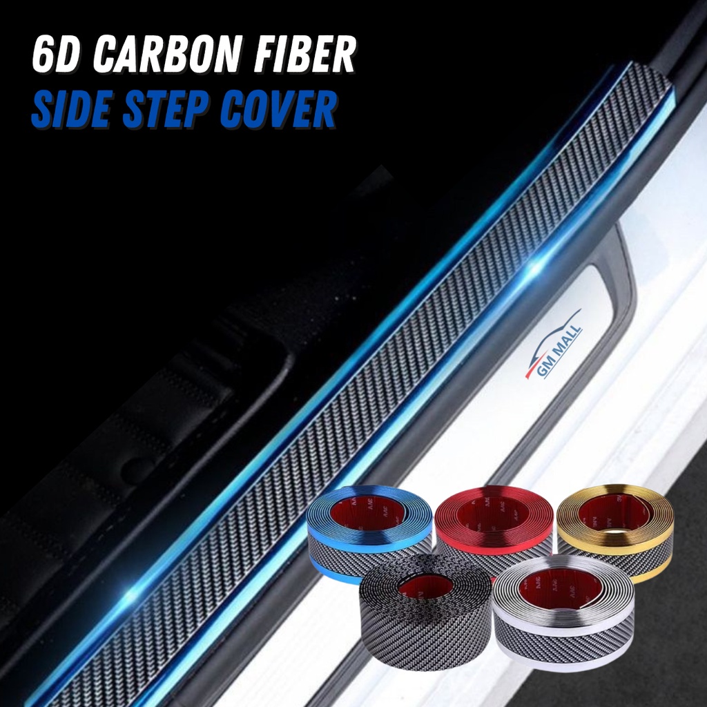 CAR SIDE STEP STICKER Carbon Door Sill Plate Side Foot Door Cover ...