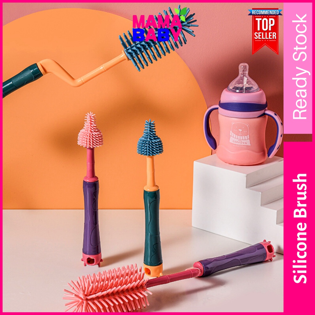 Berus botol susu Bottle brush Silicone Milk Bottle Brush 360° Rotating ...