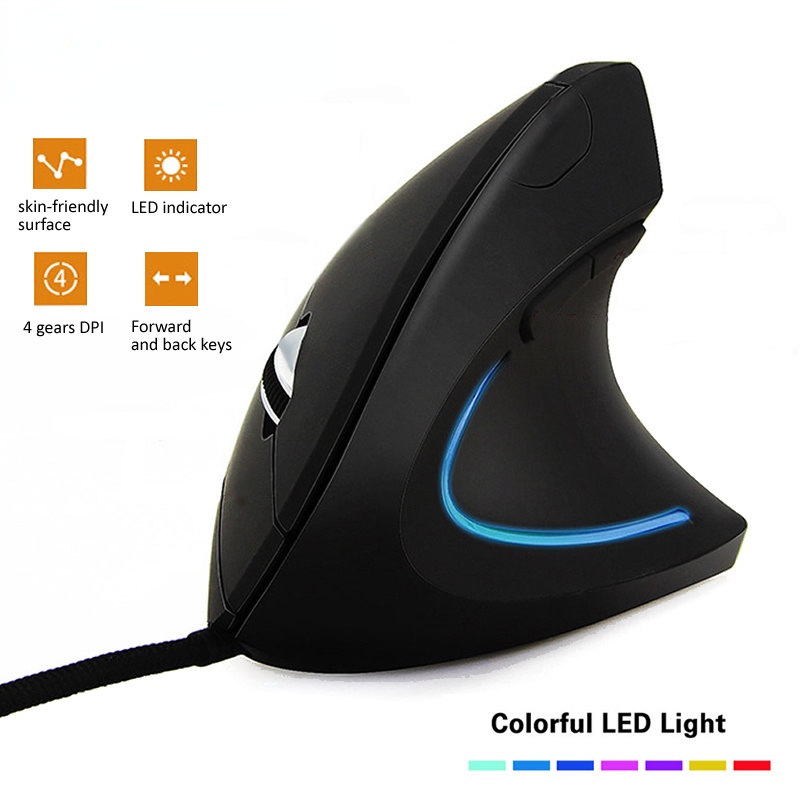 Vertical Mouse Computer Gaming Wired Mouse RGB Ergonomic USB Optical ...