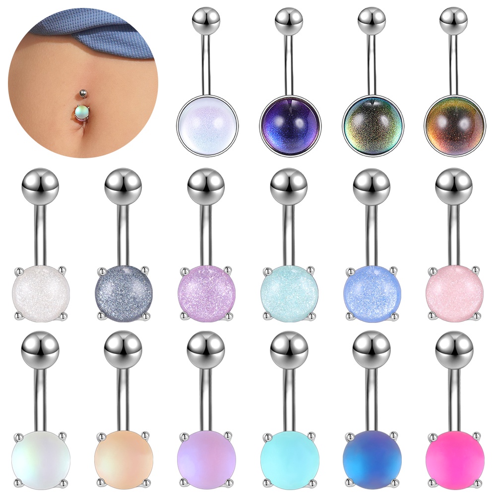 1 PC Stainless Steel Candy Color Frosted Belly Button Piercing 14G ...