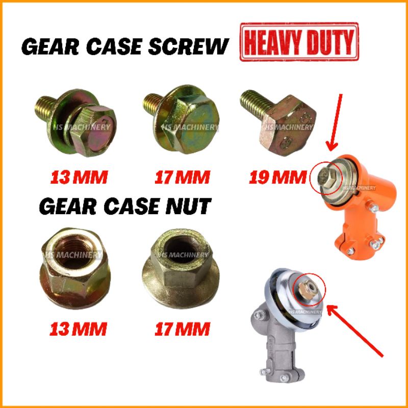 Heavy Duty 13MM / 17MM / 19MM Brush Cutter Gear Case Screw Nut Skru ...