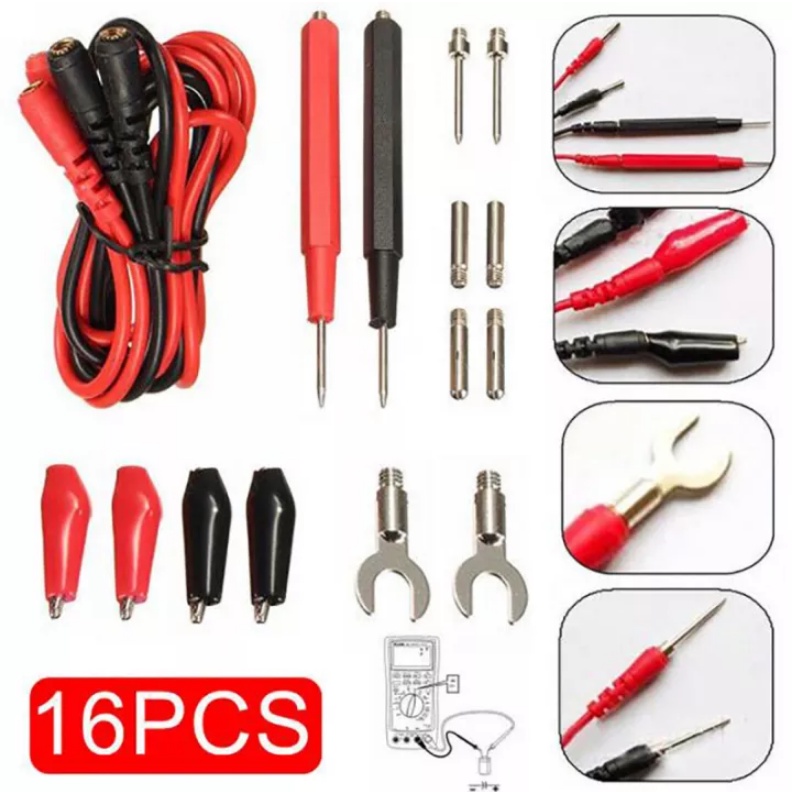 ⭐TEST LEADS MULTIMETER PROBE CABLE KIT SET (16 PCS/SET) | Shopee Malaysia