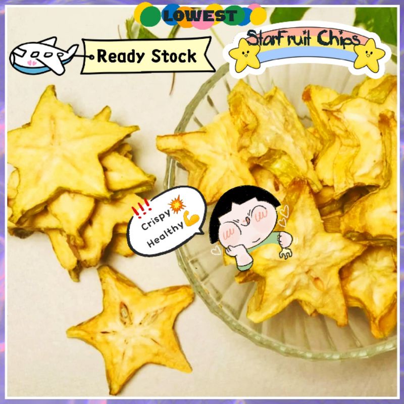 【30g-100g】Vegetarian Dried Starfruit Chips Dried Carambola Chips Dried ...