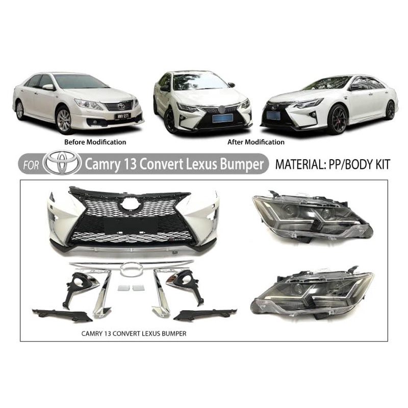 Toyota Camry acv50 2012-2014 convert 2015 facelift front lexus bumper ...