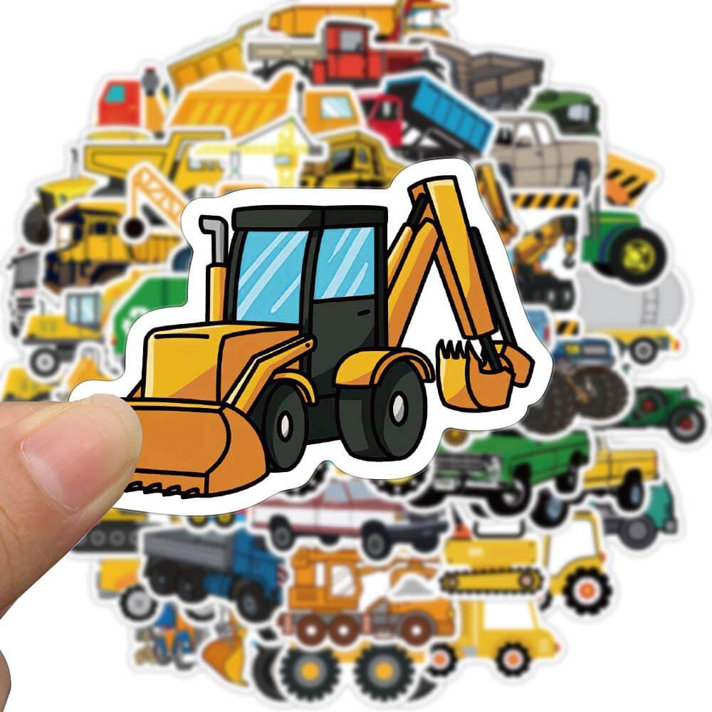 [Large sticker]50Pcs Cute Children's Cartoon Car Truck Stickers For ...