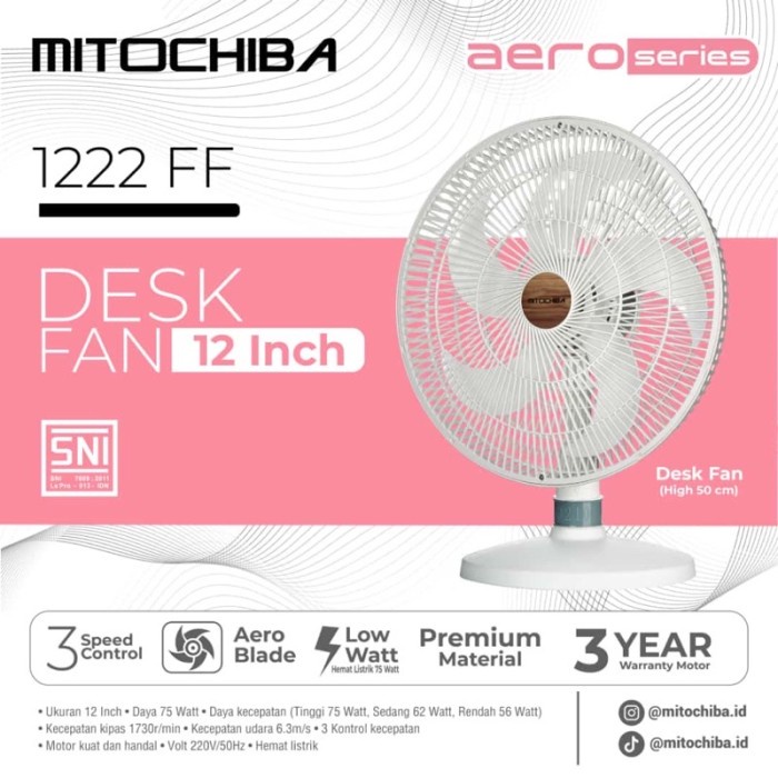 Mitochiba 12 Inch Desk Fan 12 Inch Desk Fan 1222FF Low Watt | Shopee ...
