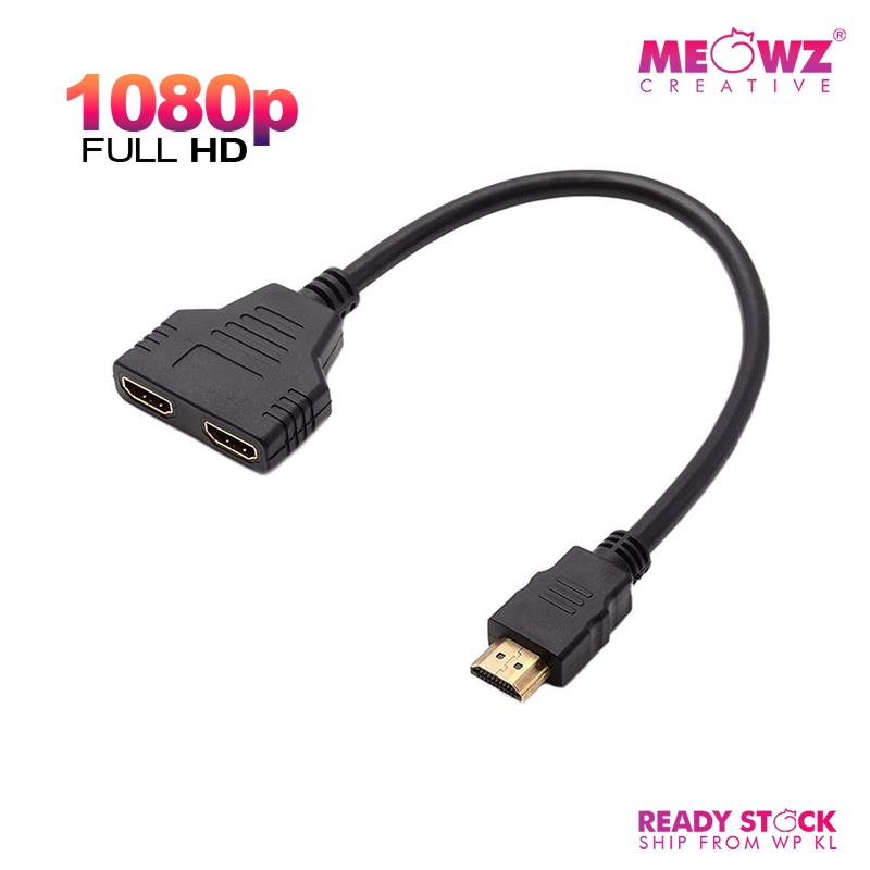 HD-MI Splitter 1 Input to 2 Output Full HD 1080P for PS Computer TV ...