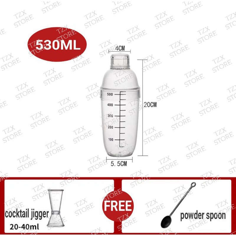 Anti-leakage Transparent Pc Bubble Milk Tea Shaker / Pc Cocktail Shaker 350ml/530ml/700ml/1000ml ...