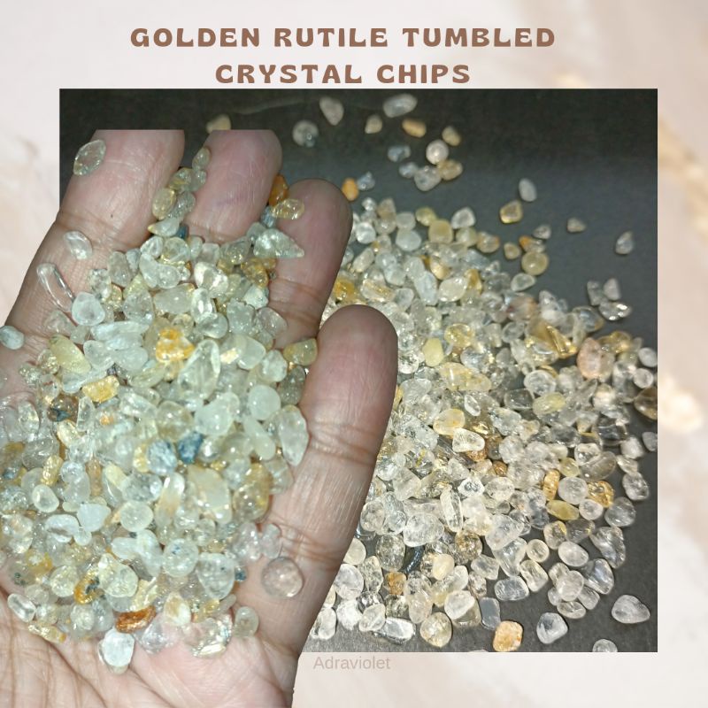 Golden Rutile Cleansing Chips Crystal Recharge Energy Cip Jarum Emas ...