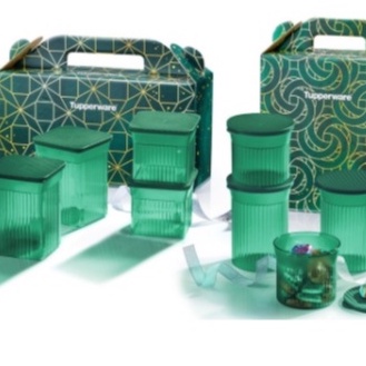 Tupperware Elegant Square & Round Set with Gift Box - Emerald Green ...