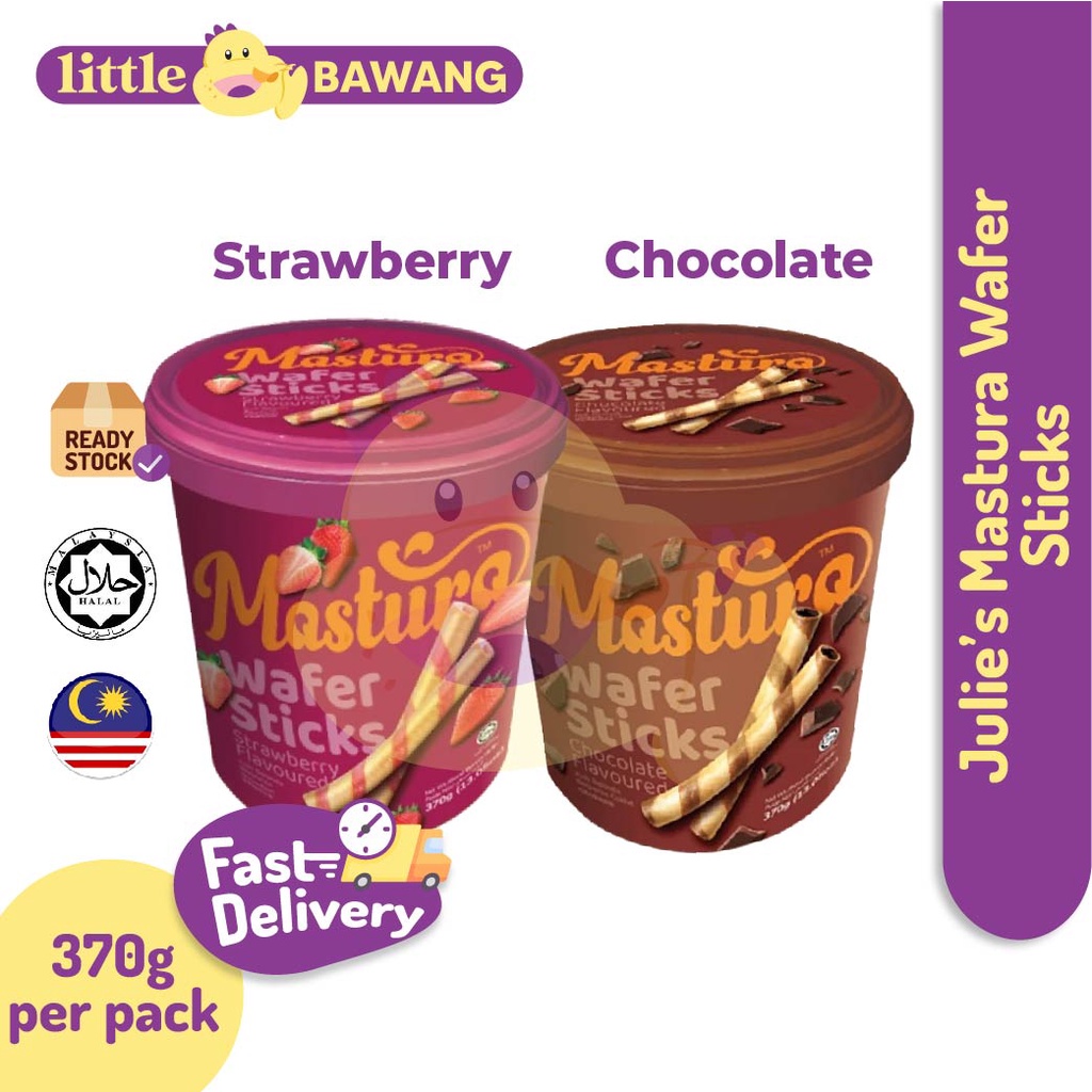 Julie's Mastura Wafer Sticks 370g Julies Chocolate Strawberry Flavoured ...