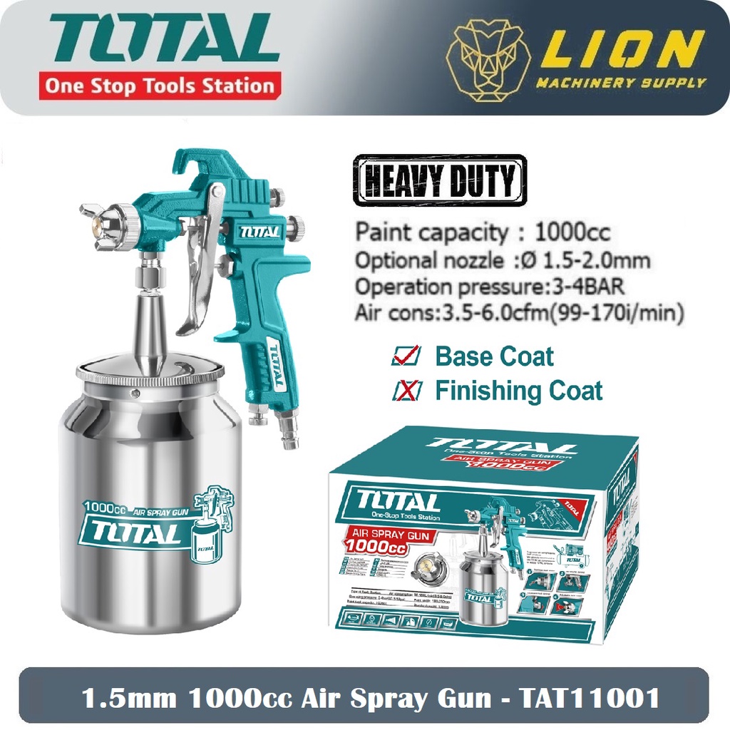 TOTAL 1.5mm 1000cc Air Spray Gun TAT11001 - Heavy Duty Use - | Shopee ...
