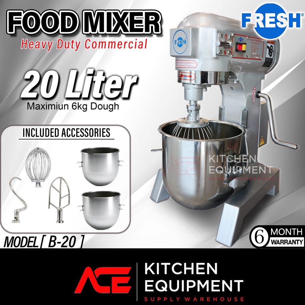FRESH B20E Food Mixer Stand Mixer 20L Capacity 6KG Dough 1100Watt Heavy ...