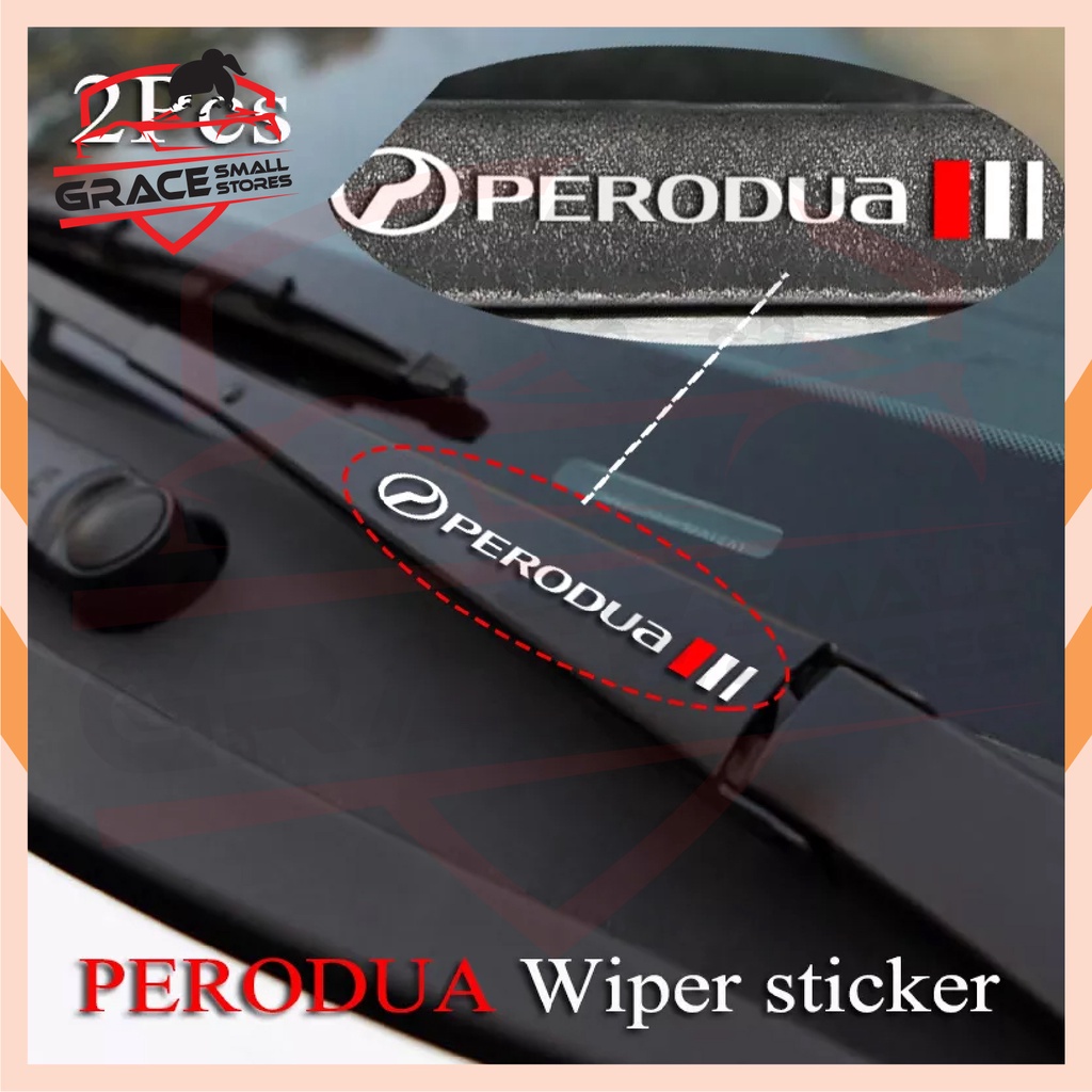 2PCs Perodua Car Window Wiper Decoration Modification Emblem Stickers ...