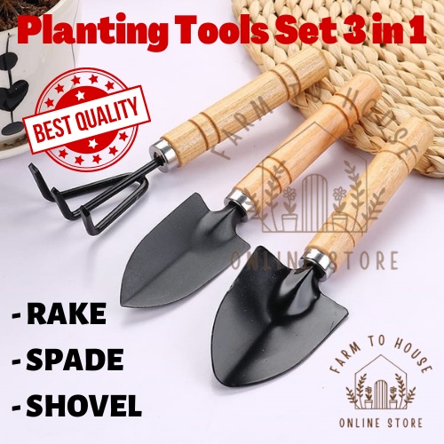 Planting Set Gardening Tools 3 in 1 Set Showel Shovel Rake Spade Alat ...