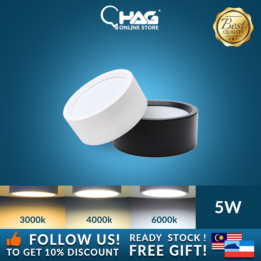 HAG® Mini Surface LED Light - Black/White, Warm 3000k/Natural 4000k ...