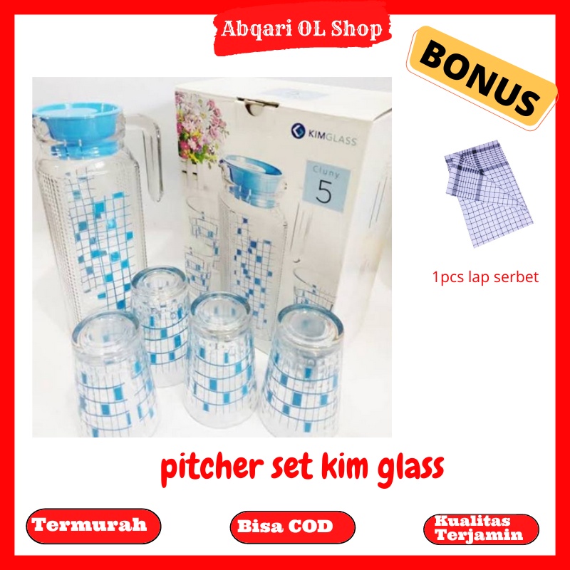 Kimglass Glass Teapot Set 1 Pitcher 4 Glass | Shopee Malaysia