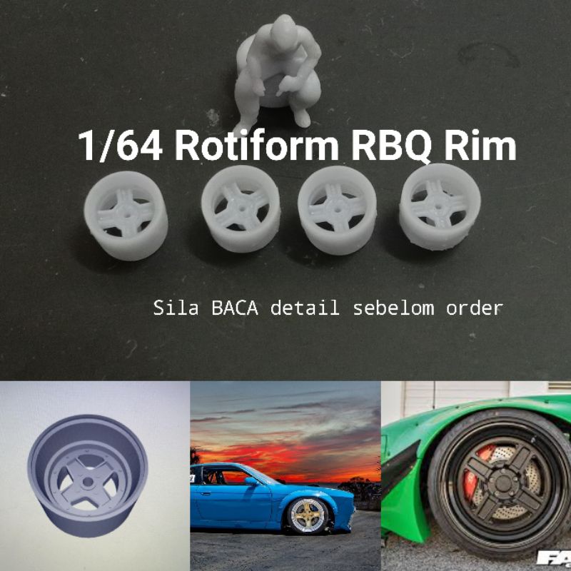 1/64 Resin Unpainted NO AXLE HOLE Rotiform RBQ Rim for hotwheels tomica ...