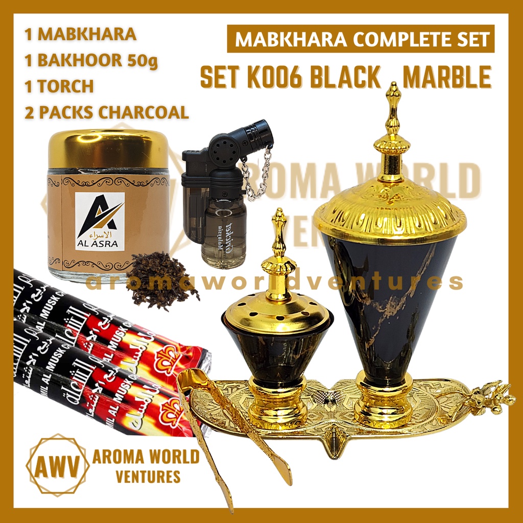 SET K006 BLACK, WHITE & WOOD / Single Mabkhara And Full Set, In Sets ...