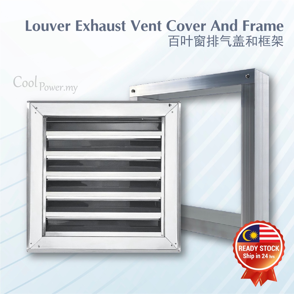Stainless Steel Louver Exhaust Vent Cover Aluminum Frame Penutup Ekzos ...