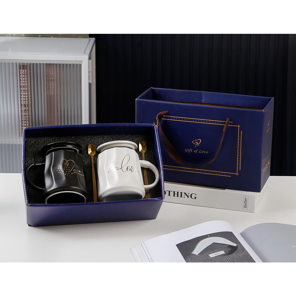 [EONMIR] Creative European Ceramic Cup LOVE Couple Cup Coffee Cup Set ...