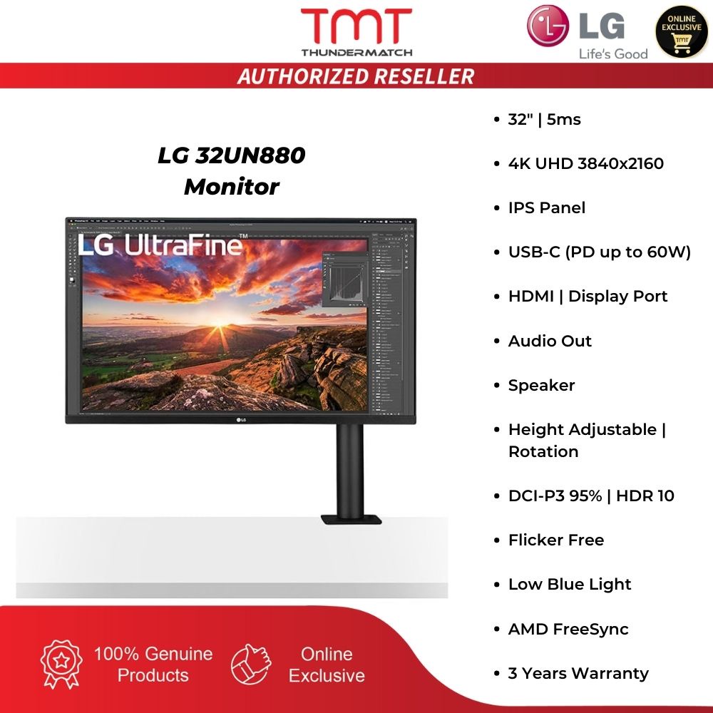 LG 32UN880 Monitor | 32" / 5ms / 4K UHD | IPS | USB-C / HDMI / DP ...