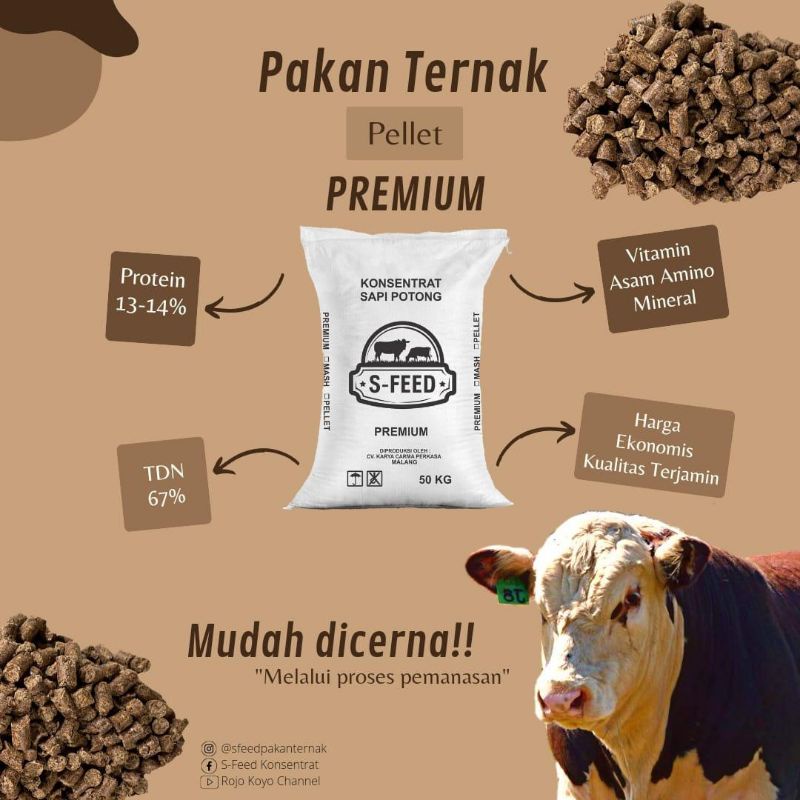 Cow, GOAT, RABBIT Concentrate S-FEED Premium Pellets, 1Kg packaging ...