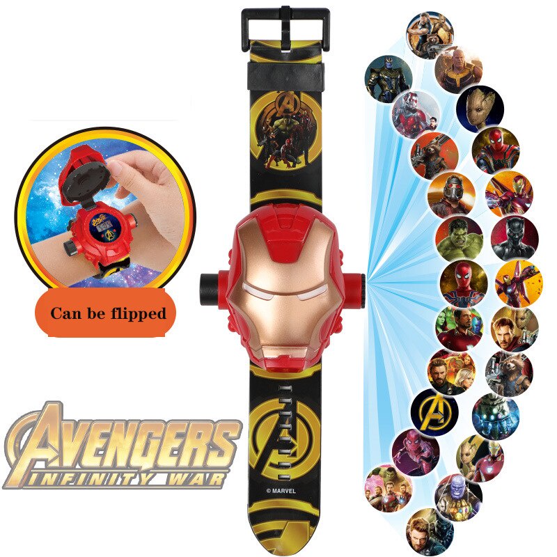 Kids Superhero Projection Watch Cartoon Digital Light-up Watch for ...