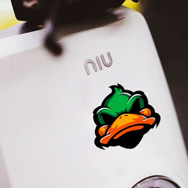 JDM Blackened Green Duck Reflective Car Sticker Fierce Duck Motorcycle ...