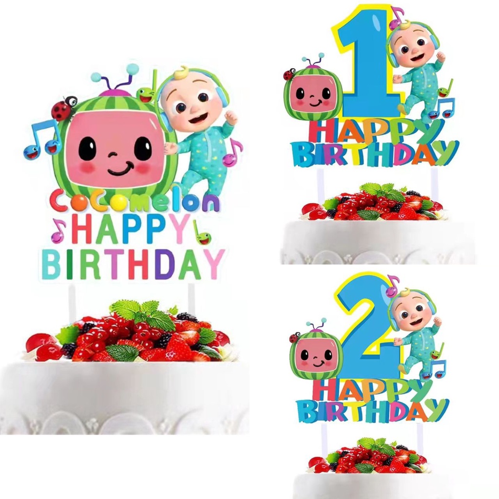Party Deco Cocomelon Cake Topper 1st year old and 2nd years old ...