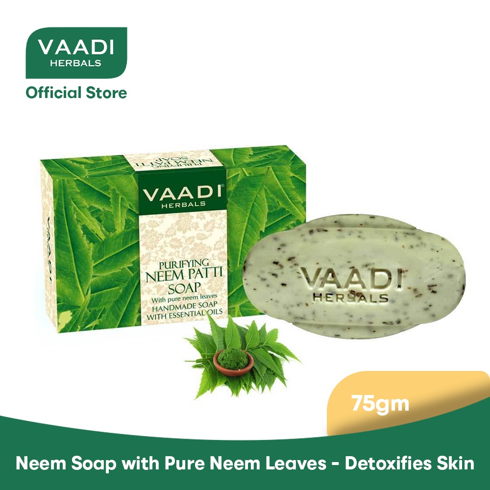 VAADI HERBAL ORGANICS Neem Soap with Pure Neem Leaves - Detoxifies Skin ...